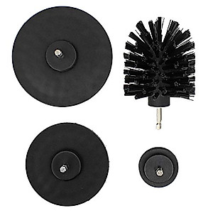 ABN Power Scrubber Cleaning Brush Set for 1/4in Drive Drill - 4 Piece Black Hard Bristle Shower Scrubber, Baseboard Cleaner, Scrubbing Brush Kit Set for Home and Auto Car, Boat, Deck, Hot Tub, Carpet
