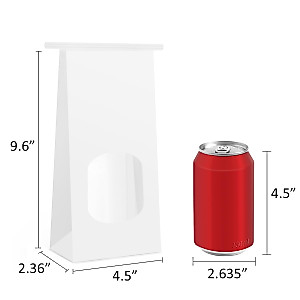 BagDream Bakery Bags with Window Kraft Paper Bags 100Pcs 4.5x2.36x9.6 Inches Tin Tie Tab Lock Bags White Window Bags Cookie Bags, Coffee Bags