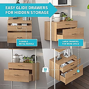 CECER Bookshelf with Wood Drawers and Matte Steel Frame for Small Places Bedroom Office Apartment