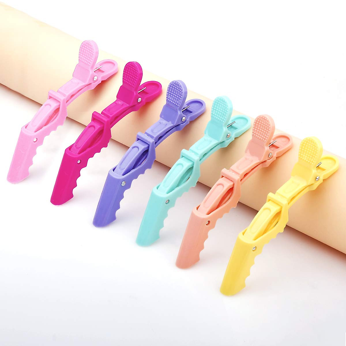 GLAMFIELDS 12 pcs Alligator Hair Clips for Styling Sectioning, Non-slip Grip Clips for Hair Cutting, Durable Women Professional Plastic Salon Hairclip with Wide Teeth & Double-Hinged Design