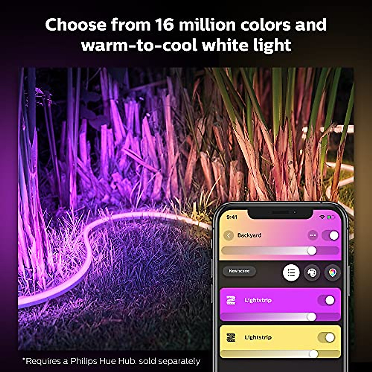 Philips Hue White & Color Ambiance Outdoor LightStrip 5m/16ft (Requires Hue Hub, Works with Amazon Alexa Apple HomeKit and Google Assistant) (530931)