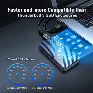 40Gbps NVMe Enclosure,V VCOM M.2 NVMe SSD Enclosure, Aluminum Alloy External NVMe Enclosure Support Size 2280 M&B+M-Key,Compatible with Thunderbolt 3/4,USB4/3.2/3.1/3.0/2.0