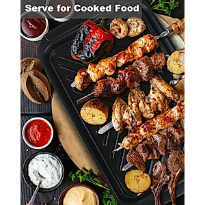 Czlizdyt Grilling Prep and Serve Trays, BBQ Tray for Raw and Cooked Food, Melamine Serving Trays for Food, Set of 2, Black and Red, Napkin and Cleaning Clothes Included