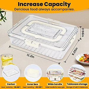 Linn'sCollection Divided Serving Tray with Lid and Handle,Snack Box Container with Cutlery Storage, Fruit Tray,Portable Snack Tray Organizer,Portable Snack Box Container, 8 Compartment Snack Container