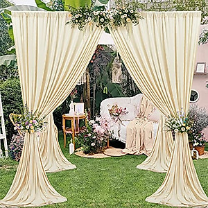 Wrinkle Free 20ft × 10ft Champagne Backdrop Curtain for Party Wedding 4 Panels 5ft×10ft Silky Polyester Champagne Drapes for Backdrop Decor Birthday Baby Shower Photography Photo Background