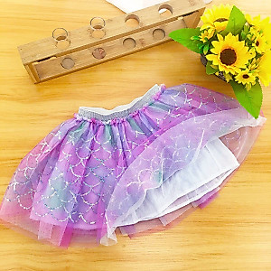 YOHA Baby Girls Birthday Tutu Dress Mermaid Tutus Soft Pom Tutu Dress for Toddler Girls(Mermaid,120)