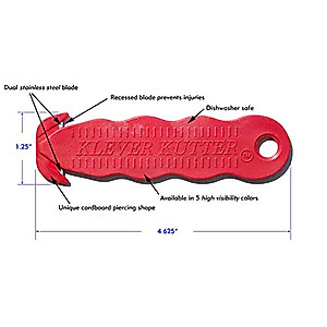 Klever Innovations Cutter Stainless Steel Package Opener, Safety Utility Cutter Assorted Colors 10 pcs, KLEVER - 10/PACK MIX