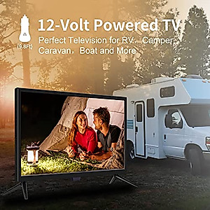 Feihe 22 Inch TV, FHD LED Flat Screen TV 1920 x 1080p IPS Display w/Digital Dual Tuners ATSC/HDMI/VGA/AV/USB, 12 Volt RV TV Built in Dual Speakers Suitable for Kitchen/RV/Caravan and Boat