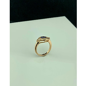 SILVERCLOSEOUT Rose Gold Plated Sterling Silver Blue Cz Evil eye Ring - Size 8