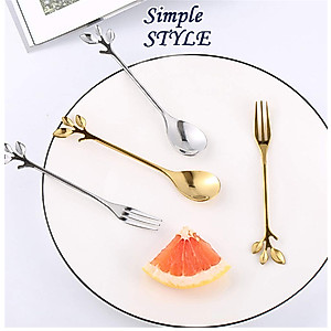 Turbokey Fruit Forks Cocktail Sticks Set of 4, Stainless Steel 4.7 Inches Mini Salad Forks Appetizer Cake Dessert Forks Party Supplies (4 Forks-Silver)