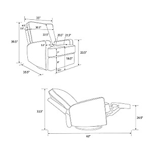 Baby Relax Rylan Swivel Glider Recliner Chair, Coil Seating, White