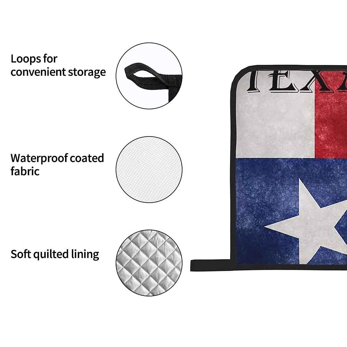Msacrh Texas Flag Oven Mitts and Pot Holders Sets of 4, Cotton Lining with Non-Slip Hot Pads Heat Resistant Oven Gloves for Kitchen Cooking Baking Grilling
