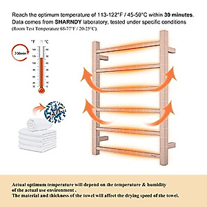 SHARNDY Towel Warmer Brushed Nickel for Bathroom Wall Mounted Bath Towel Heater Plug-in Square 6 Bars Drying Rack Stainless Steel Electric Heated Towel Rack ETW13 68W 26.77x20.47x4.13 inches