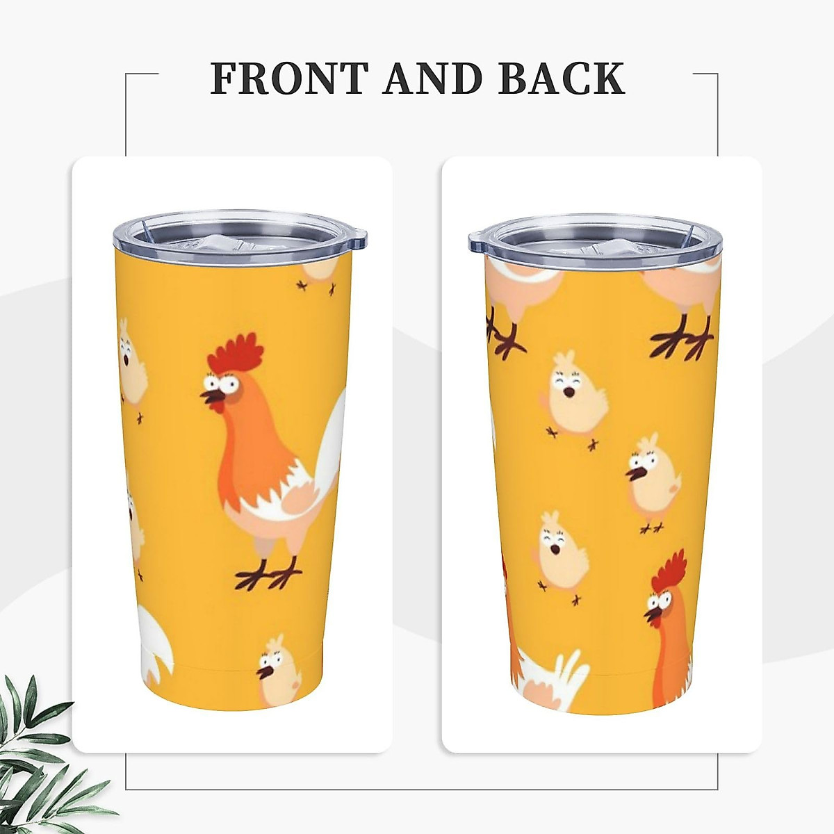 EVANEM 20 Oz Stainless Steel Tumbler With Straw Cleaner Chicken Chick Printed Insulated Cup Travel Coffee Mug Vacuum Insulated Tumblers For Home Office