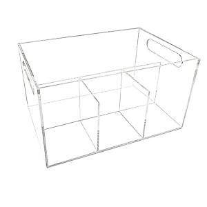 ChengFu Acrylic Utensil Caddy, RV Utensil Caddy, Silverware, Napkin Holder, and Condiment Organizer, 4 Compartments, Organizes Forks, Knives, Spoons, Plates & more, Ideal for Kitchen, Dining, Picnics