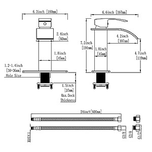 VOTON Bathroom Chrome Faucet for Sink Single Handle 1 Hole with 3 Hole Deck Plate, Rv Lavatory Vessel Faucet