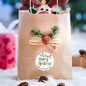 1000 Pieces 1.5 Inch Merry Christmas Stickers Holiday String of Lights Happy Holidays Happy New Year Stickers Labels Xmas Stickers for Christmas Party Presents Classroom Decoration