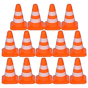TOYANDONA 7Pcs Mini Traffic Cones, 1. 37 inch Play Traffic Signs Safety Cones Mini Road Signs Toy for Kids Street Signs Playset