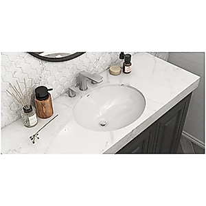 Ruvati 18 x 15 inch Undermount Bathroom Sink White Oval Porcelain Ceramic with Overflow - RVB0618