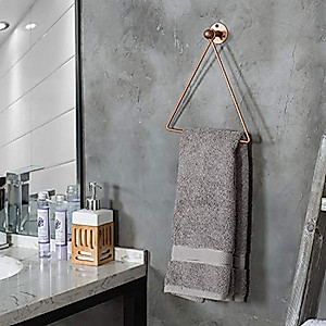 MyGift Modern Metal Triangle Towel Ring | Wall-Mounted Copper-Tone Bathroom & Kitchen Hand Towel Holder