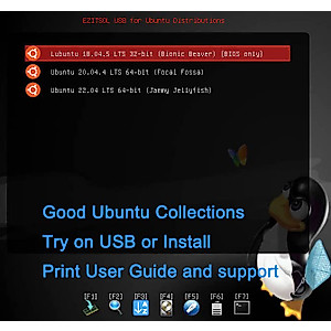 EZITSOL USB for Ubuntu 22.04 & 20.04 64bit,Lubuntu 18.04 32bit | 3IN1 Bootable Linux USB Flash Drive/Stick,Jump Drive,Pendrive,Thumb Drive