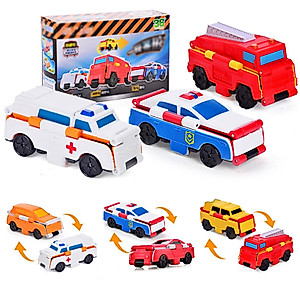Anti-Reverse Car Toy Set, 2022 New Reverse Car Toy Set, Transforming Toys Car, Children's Creative Mini Transforming Car, 2-in-1 Flip Transformation Cars Toys Convert Two Forms in 3 Seconds (B)