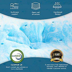 BedsPick 3 Inch Twin XL Memory Foam Mattress Topper,Memory Foam Dorm XLong Single Mattress Pad Twin Extra Long Gel Infused Mattress Topper for College Dorm