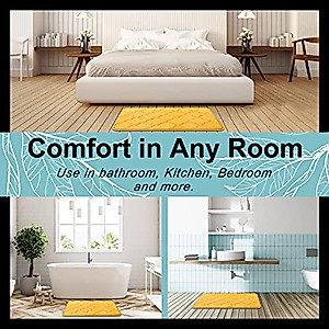 OLANLY Memory Foam Bath Mat Rug, Ultra Soft Non Slip and Absorbent Bathroom Rug, Machine Wash Dry, Comfortable, Thick Bath Rug Carpet for Bathroom Floor, Tub and Shower, 24x16, Yellow
