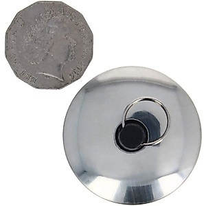 Yinpecly 1pcs Small Sink Drain Stopper Kitchen Sink Plug Stainless Steel Medium 1.88 inch Diameter Black Silver Stopper with Hanging Ring for Bathtub and Bathroom Kitchen Sink Tools