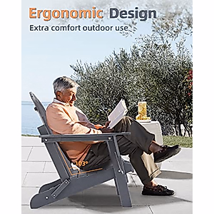 Restcozi Folding Adirondack Chairs, HDPE All-Weather Adirondack Chair, Fire Pit Chairs (2 Pack, Grey)