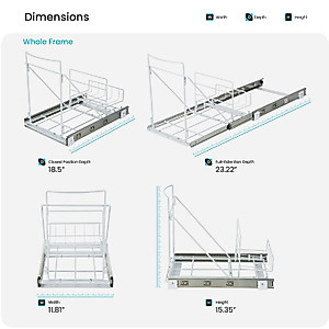 Home Zone Living Pull Out Under Sink Trash Can Frame for Kitchen Cabinet, Adjustbale to Fit Different Wastebaskets, Included Removable Storage Shelf, Trash Bin NOT Included