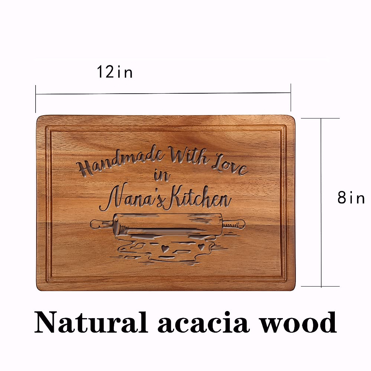 Gift for Nana, Hand made With Love in Nana's, Engraved Kitchen Cutting Board, Gifts for Mom, Grandma, Nana, Mother's Day Gift, Christmas Gift One Size
