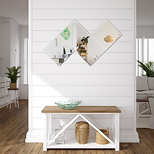 PETAFLOP 14x48 Inch Full Length Mirror and 4PCS 11x11 Inch Wall Mirror Tiles