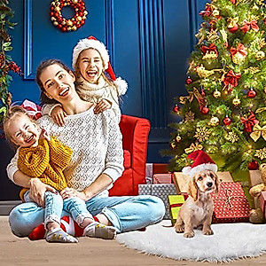 Christmas Tree Skirt, White Plush Faux Fur Xmas Tree Skirt,Holiday Party Christmas Decorations, 48 inch