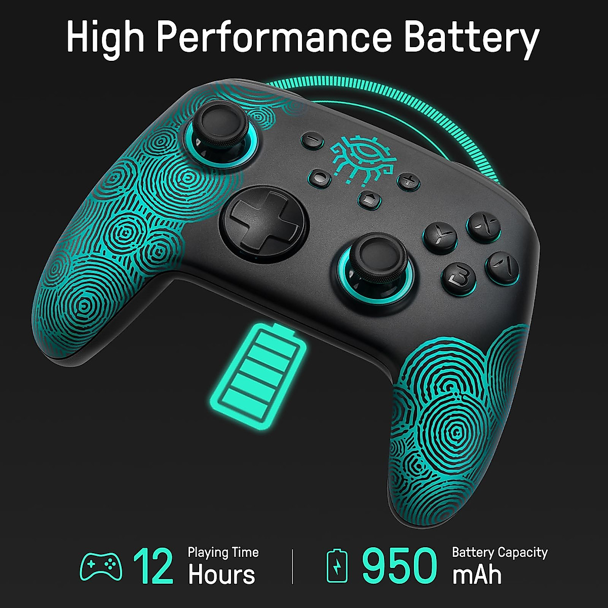 FUNLAB Firefly™ [Luminous Pattern] Switch Pro Controller Wireless Compatible with Nintendo Switch/OLED/Lite, Bluetooth Remote Gamepad with 7 LED Colors/NFC/Paddle/Turbo/Motion Control