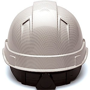 PYRAMEX Ridgeline Cap Style Hard Hat, Vented, 4-Point Ratchet Suspension, Shiny White Graphite Pattern