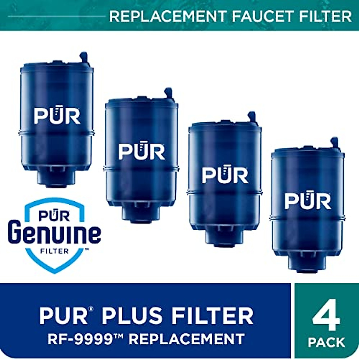 PUR PLUS Faucet Mount Water Filtration System (FM3700B) + 4-Pack Replacement Filters (RF99994)