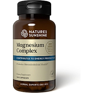 Nature’s Sunshine Magnesium Complex - High Potency Magnesium Supplement with Citrate & Malate for Relaxation, Optimal Absorption, Muscle Function, Energy Production - 50 Servings (100 Capsules)