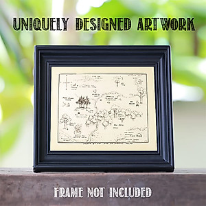 Classic Winnie the Pooh Decorations - Map of The Hundred Acre Wood - 11x14 Unframed Print - Pooh Bear Art, Classic Winnie the Pooh Nursery Decor, Playroom Pooh Bear Decals, Winnie the Pooh Wall Decor