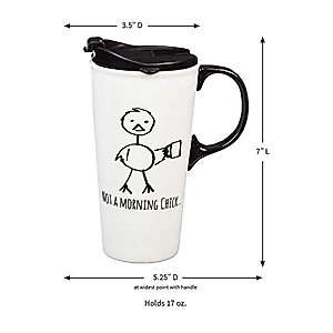 Not a Morning Chick Ceramic Travel Cup - 5 x 7 x 4 Inches