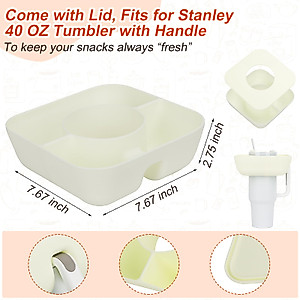 HUIJUTCHEN Snack Bowl for Stanley Cup 40 Oz, Reusable Snack Tray with Lid for Stanley Tumbler with Handle, Silicone Snack Accessories, Snack Storage Containers