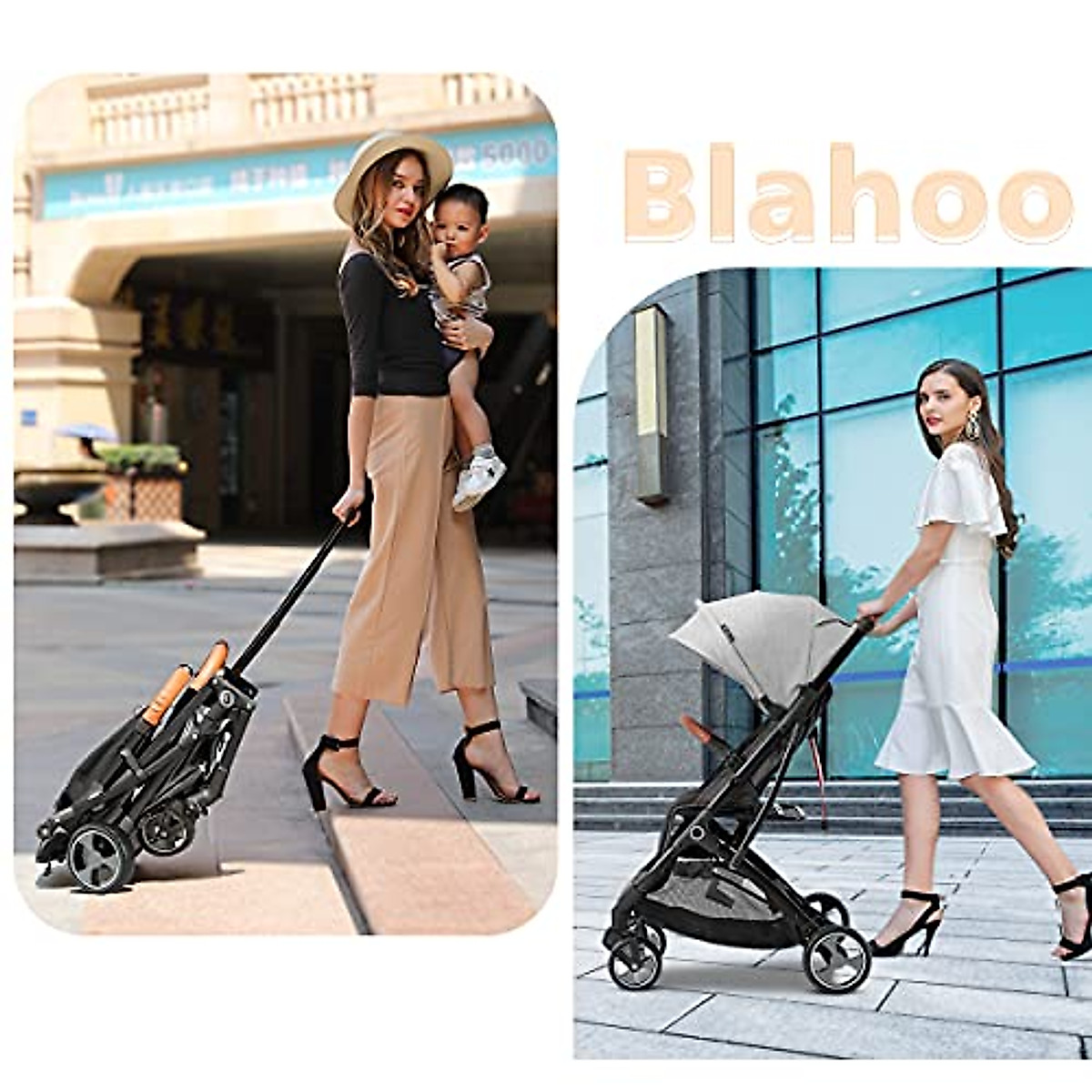 Blahoo Lightweight Baby Stroller, Folding Compact Travel Stroller for Airplane, Umbrella Stroller for Toddler(Gray)