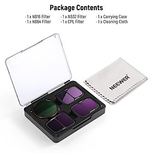 NEEWER ND & CPL Filter Set Compatible with DJI Air 3, 4 Pack ND16 ND32 ND64 CPL Polarizer Neutral Density Filter Kit, Secure Attach/Multi Coated HD Optical Glass/Lightweight Frame