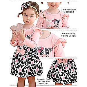 SUNNY PIGGY Newborn Baby Girl Clothes Toddler Long Sleeve Ruffle Romper Top Infant Skirt Set Little Girl Dress 0-3 Months Pink