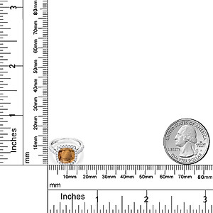 Gem Stone King 2.50 Ct Cushion Brown Tiger Eye White Created Sapphire 925 Sterling Silver Ring (Size 7)