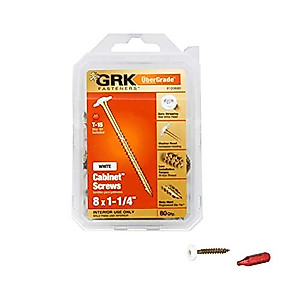 GRK Fasteners 120680 White Cabinet #8 x 1-1/4" Screws 80CT