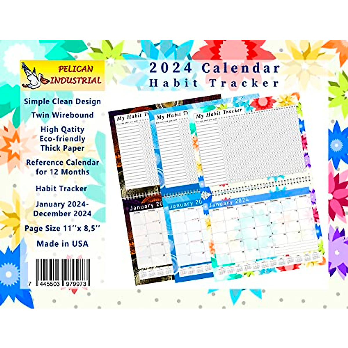 2024 Monthly Desktop/Wall Calendar/Planner - Habit Tracker - Daily, Weekly & Monthly Goal Motivational Habit Tracking Journal Inspirational - (Edition #01)