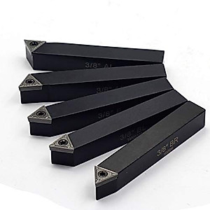 OSCARBIDE 3/8"Mini Indexable Carbide Lathe Turning Tool Holder Metal Lathe Tools Inserts Bits with Carbide Inserts TCMT110204(TCMT21.51),5 Pieces/Set