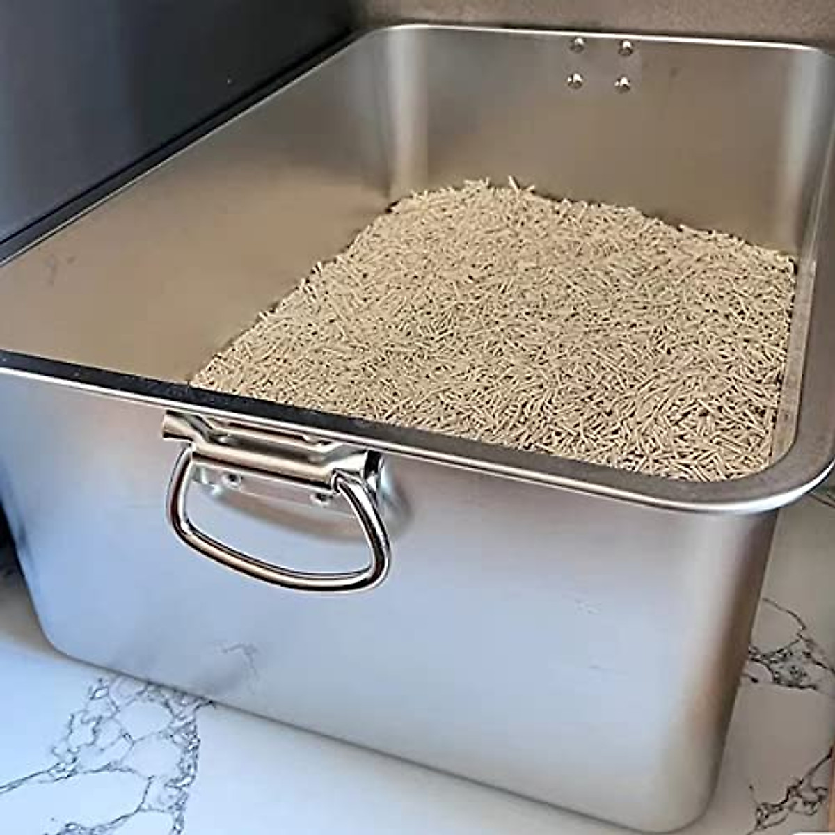 AYENCI Cat Toilet, Stainless Steel Litter Box Super Big Cat Toilet King Size Giant Cat Sand Box Kitten Special Anti-Splash Huge (Color : 60X40X20)