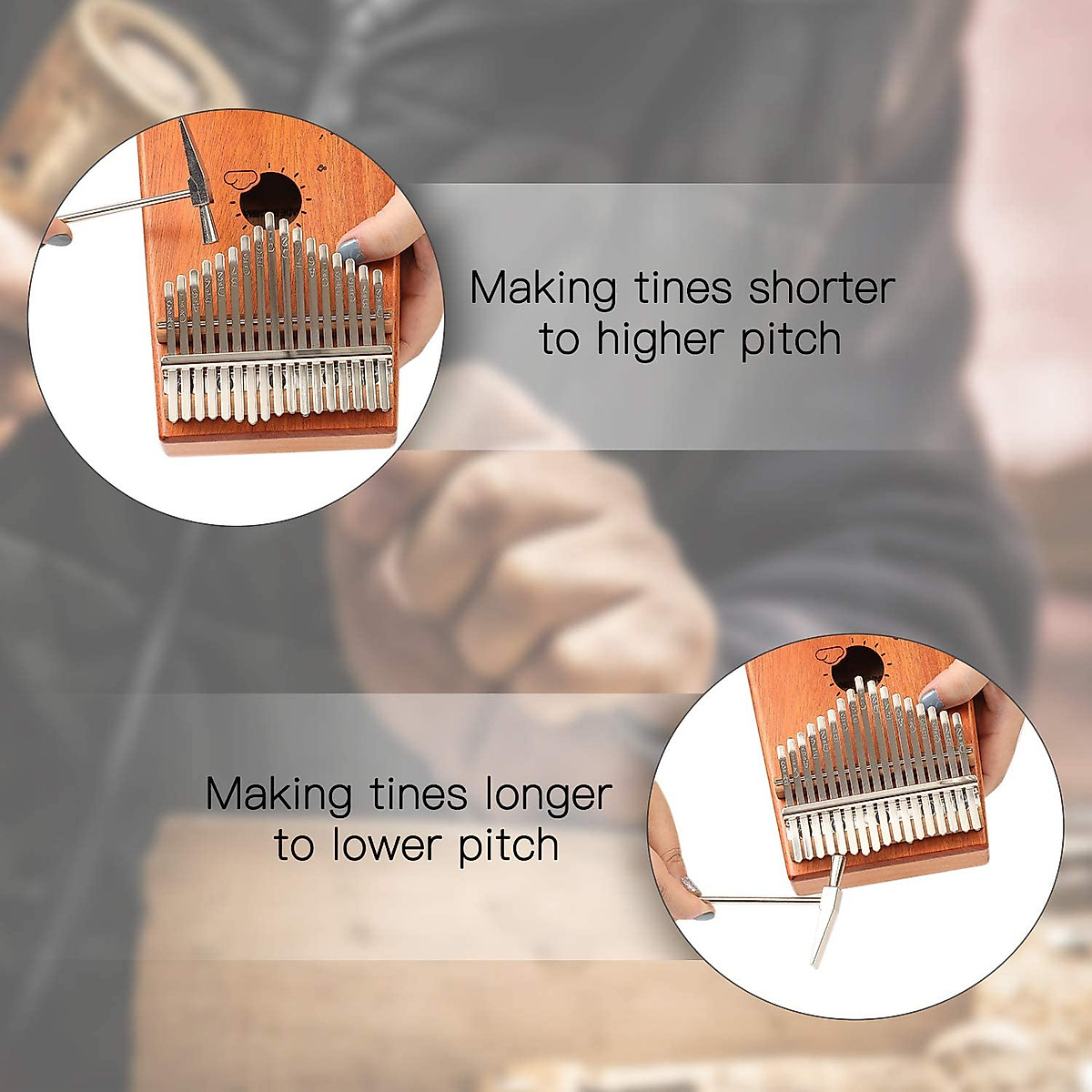 Kalimba 17 Keys Thumb Piano with Protective Box, Tuning Hammer and English Study Instruction. Portable Mbira Wood Finger Piano, Gifts for Kids and Adults Music Lovers